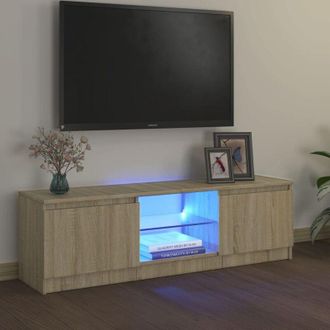 vidaXL Vidaxl - Meuble tv avec lumi&egrave;res led ch&ecirc;ne sonoma 120x30x35,5 cm