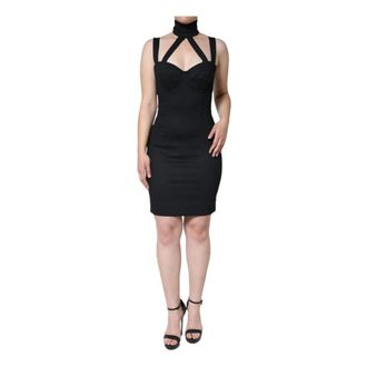 Dolce & Gabbana Femme, Robes, Noir, Taille: 36 FR Robe Mini Bodycon Noire Col Coeur