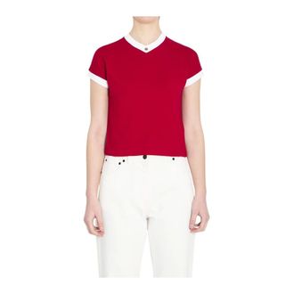 Versace Femme, Tops, Rouge, Taille: 34 FR Polo T-Shirt &agrave; Boutons Medusa