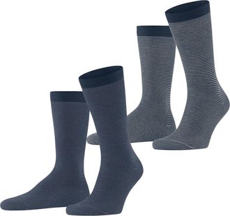 Esprit Herren Socken Allover Stripe Multipack M So Baumwolle gemustert 2 Paar, Blau Blue Mix 0060, 39-42