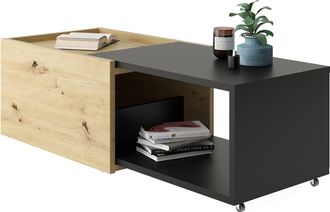 Fredriks home24 Couchtisch Tain 75 x 39 x 50cm Schwarz/Beige/Eiche Artisan Dekor/Anthrazit