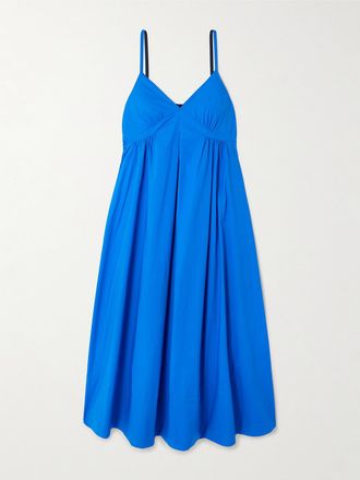 Proenza Schouler Barker Midikleid Aus Popeline Aus Einer Baumwollmischung Mit Raffungen - Blau