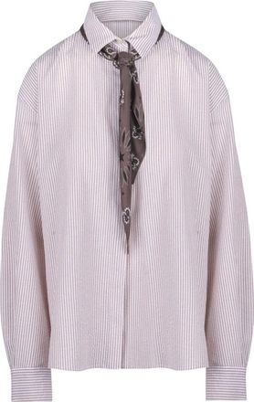 8pm 8Pm, Femme, Blouses et Chemises, Beige, Taille: 38 FR Camicia Cannes a righe foulard