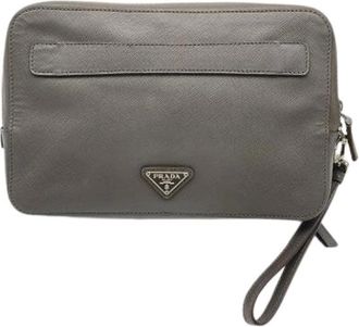 Prada Sac pochette vintage Saffiano Pre-owned - Homme - Pre-owned - Gris - Taille: ONE Size