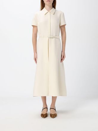 Fendi Robe chemise midi en m&eacute;lange de laine et soie avec ceinture &agrave; la taille