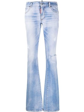 Dsquared2 jean &eacute;vas&eacute; &agrave; effet us&eacute; - Bleu