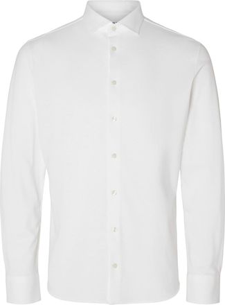 Selected SELETED HOMME Herren SLHSLIMBOND-Pique Knit-Shirt LS NOOS Hemd, Bright White, M