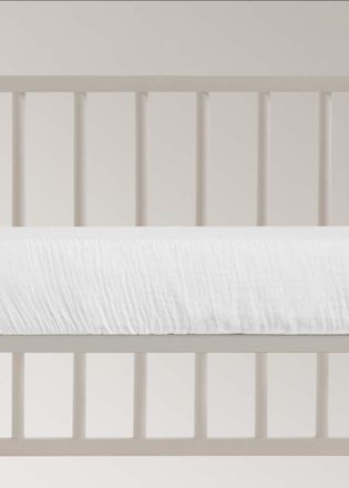 Mango Drap-housse berceau gaze de coton liser&eacute; en contraste blanc - Home - 60x120x15cm - MANGO HOME