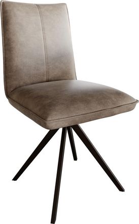 DELIFE Polsterstuhl Lelio-Flex Kreuzgestell breit Schwarz Mikrofaser Taupe Vintage Taschenfederkern