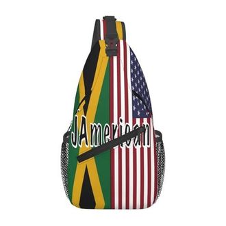 Generic Racines Jama&iuml;caines Et Drapeau Am&eacute;ricain Sacoche Bandouliere Antivol Sacs &Agrave; Dos Multifonctionnel Sac &Agrave; Dos Bandouli&egrave;re Pour Voyage Randonn&eacute;e Homme