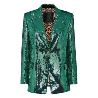 Philipp Plein Femme, Vestes, Vert, Taille: 40 FR Blazer Paillettes