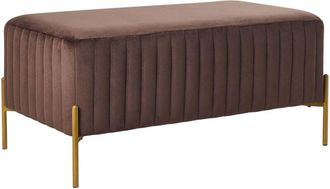 Beliani Banc en Velours avec Pieds M&eacute;talliques Dor&eacute;s Glamour Rectangulaire Marron Fonc&eacute; Utah