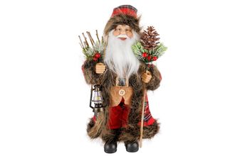 Cosy & Trendy Cosy Home Dekofigur Weihnachtsmann aus Polyester, rot/grün, 20 x 13 x 31 cm