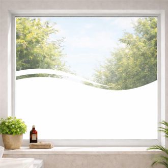 Indigos UG Dekorfolie - wei&szlig; - Meer Sichtschutzfolie Woge Fensterbild Ozean Glasdekorfolie - Welle satiniert Blickdicht - 1400mm breit - 1000 mm hoch - Dekoratio