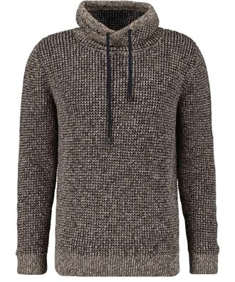 Ragman Herren Strick-Pullover mit Maseltov-Kragen Taupe-Grau mouliniert-187, 3XL