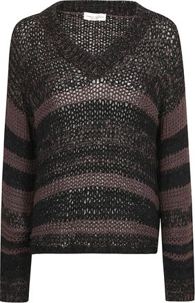 Roberto Collina Femme, Pulls, Noir, Taille: 40 FR V-neck Tricots