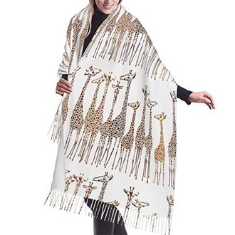 Generic Girafes Sauvages Mignonnes De Dessin Anim&eacute; Femme Ch&acirc;le Wrap Mode Scarf Grande Foulard Pour Mariage Automne Cadeau Soir&eacute;e