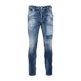 Dsquared2 Herren Knopf Jeans mit Leder Patch - - Jeans - Herren - Blau - 2XL