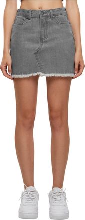 Urban Classics Damen Rock Ladies Heavy Mini Denim Skirt, Jeans Minirock, kurzer Jeansrock mit offenem Saum