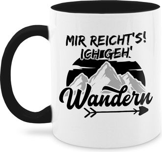 Shirtracer Tasse Tassen 325ml - Deko Hobby Geschenk - Mir reichts ich geh wandern - Pfeil - schwarz - 325 ml - Schwarz - berg wander fanmug wanderer kaffeetasse 