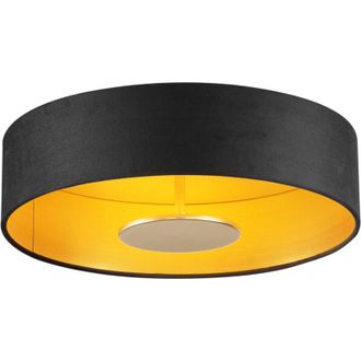 QAZQA Moderne Deckenleuchte Schwarz Samt inkl. led 3-Stufen Dimmbar - Bredow
