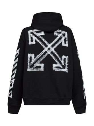Off-white Mens Zip-Up Hoodie Motion Arrow Black Cotton Sweatshirts Sweater