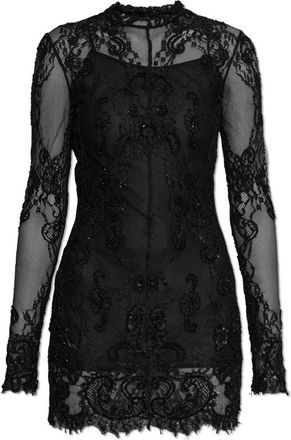 Blumarine Spitzenkleid mit schimmernden Pailletten - - Dresses - Damen - Schwarzk - S