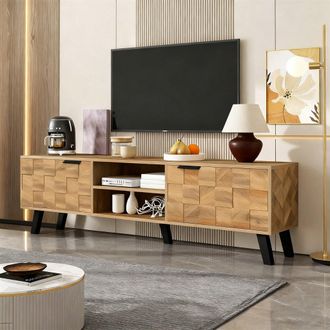 Generic TV-Schrank mit 2 Türen und 2 offenen Ablagefächern, 160,5x35,5x45 cm modernes Fernsehmöbel mit Flexibler Stauraumlösung