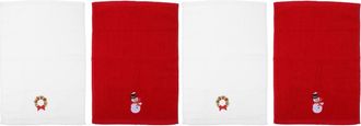 Cabilock 4 StüCk WeihnachtshandtüCher Aus Baumwolle Mit Besticktem Muster 45X32Cm WeihnachtsbadetüCher TüCher FüR KüChe Bad Und Festliche Dekoration