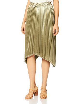 NA-KD Damen Pleated Asymmetric Skirt Rock, lichtgr&uuml;n, 42 EU