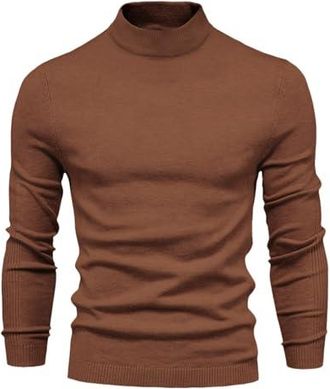 Generic JIANROU Pull Homme Manches Longues Pull Tricot&eacute; en Maille,Sweat pour Homme Cardigan Grosse Maille Pull Maille Manche Courte Pull Laine Col Roule Pull 