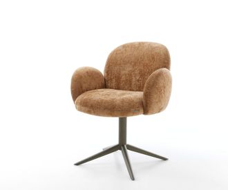 DELIFE Drehstuhl Nube-Flex mit Armlehnen Chenille Rost Fu&szlig;kreuz Effektfinish Titan 360&deg; drehbar Wippfunktion Taschenfederkern, Esszimmerst&uuml;hle