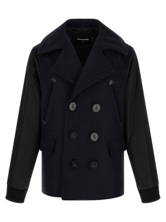 Dsquared2 Wool-Blend Hybrid Peacoat - Navy