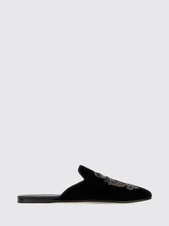 Dolce & Gabbana Schwarze Samt-Mules mit kontrastierendem gesticktem Logo