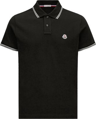 Moncler Moncler Polo En Coton &Agrave; Empi&egrave;cement Logo, Homme, Noir, Taille: 3xl