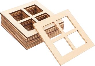 Supvox 40stücke Miniatur Puppenhaus Holzfenster Charmante Fensterrahmen Modelle Für DIY Bastelarbeiten Und Puppenstuben Zubehör
