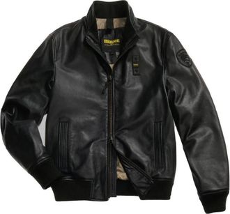 Blauer Homme, Vestes, Noir, Taille: M Petrel Soft Leather Bomber