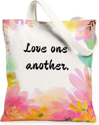 Generic Sacs fourre-tout en toile florale, motif floral color&eacute;, sacs d&eacute;picerie r&eacute;utilisables, vintage artistique, l&eacute;ger, lavable &agrave; l&eacute;paule Stra, multicolore, 