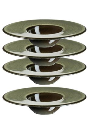 M&auml;ser Tellerset Ambitious, Gr&uuml;n, Schwarz, Keramik, 4-teilig, rund, stapelbar, Essen & Trinken, Geschirr, Geschirr-Sets, Teller-Sets