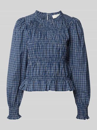 Neo Noir Bluse mit Smok-Details und R&uuml;schensaum Modell Marcia