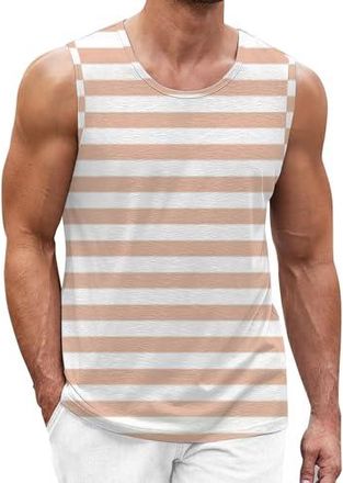 Generic D&eacute;bardeur ray&eacute; pour homme - Couleur unie - Imprim&eacute; - Loisirs - Vacances - Sans manches - Tendance, Orange, XXL