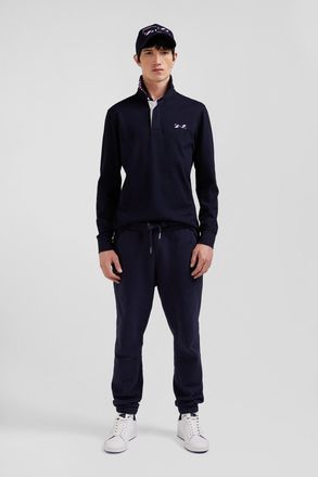 Eden Park Maillot Manches Longues En Coton Bleu Marine Applications De Tissu Cravate Cercl&eacute; Coupe Regular