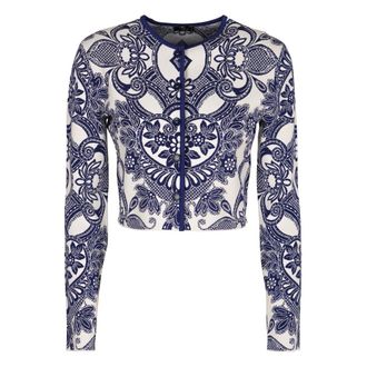 Etro Cropped Jacquard Strickjacke - - Knitwear - Damen - Mehrfarbig - XS