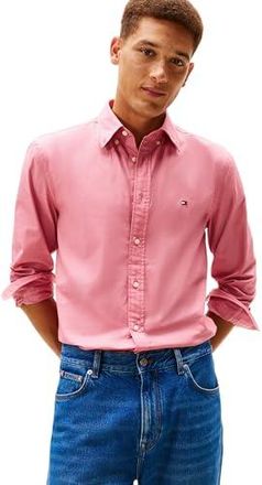 Tommy Hilfiger Flex Poplin Solid RF Shirt Mw0Mw37550 Chemise L/S, Pink (Camellia Blush), L Homme