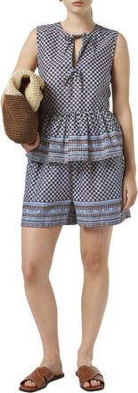 Scotch & Soda Womens High Rise Lurex Stripe Printed Shorts, Block Print, L