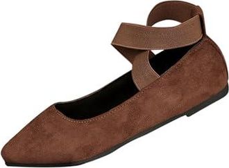 Generic Chaussures plates confortables et d&eacute;contract&eacute;es pour femme, couleur unie, &eacute;l&eacute;gantes, classiques, l&eacute;g&egrave;res, sangles de cheville &eacute;lastiques, ballerines, 
