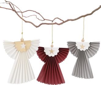 Guru Shop 3er Set Origami Weihnachtsschmuck, Weinachts Deko, Fensterdeko - Engel 20cm, 20x20x1 cm