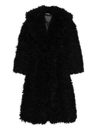 Rotate manteau en fourrure artificielle &agrave; manches longues - Noir