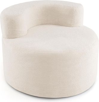 Costway GOPLUS Einzelsofa rund, Sofa 82cm mit weichem Teddyfleece & geschwungener R&uuml;ckenlehne, bequemer Einzelsessel mit abnehmbarem Bezug, Sofasessel f&uuml;r Woh