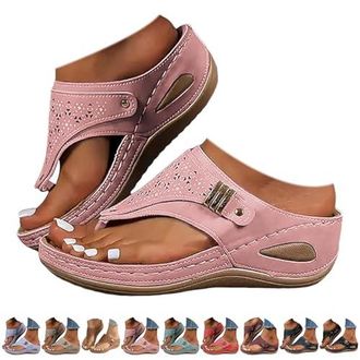 Generic Sandales orthop&eacute;diques compens&eacute;es pour femme - Tongs orthop&eacute;diques l&eacute;g&egrave;res - Soutien de la vo&ucirc;te plantaire - Pantoufles dext&eacute;rieur d&eacute;contract&eacute;es - Cou